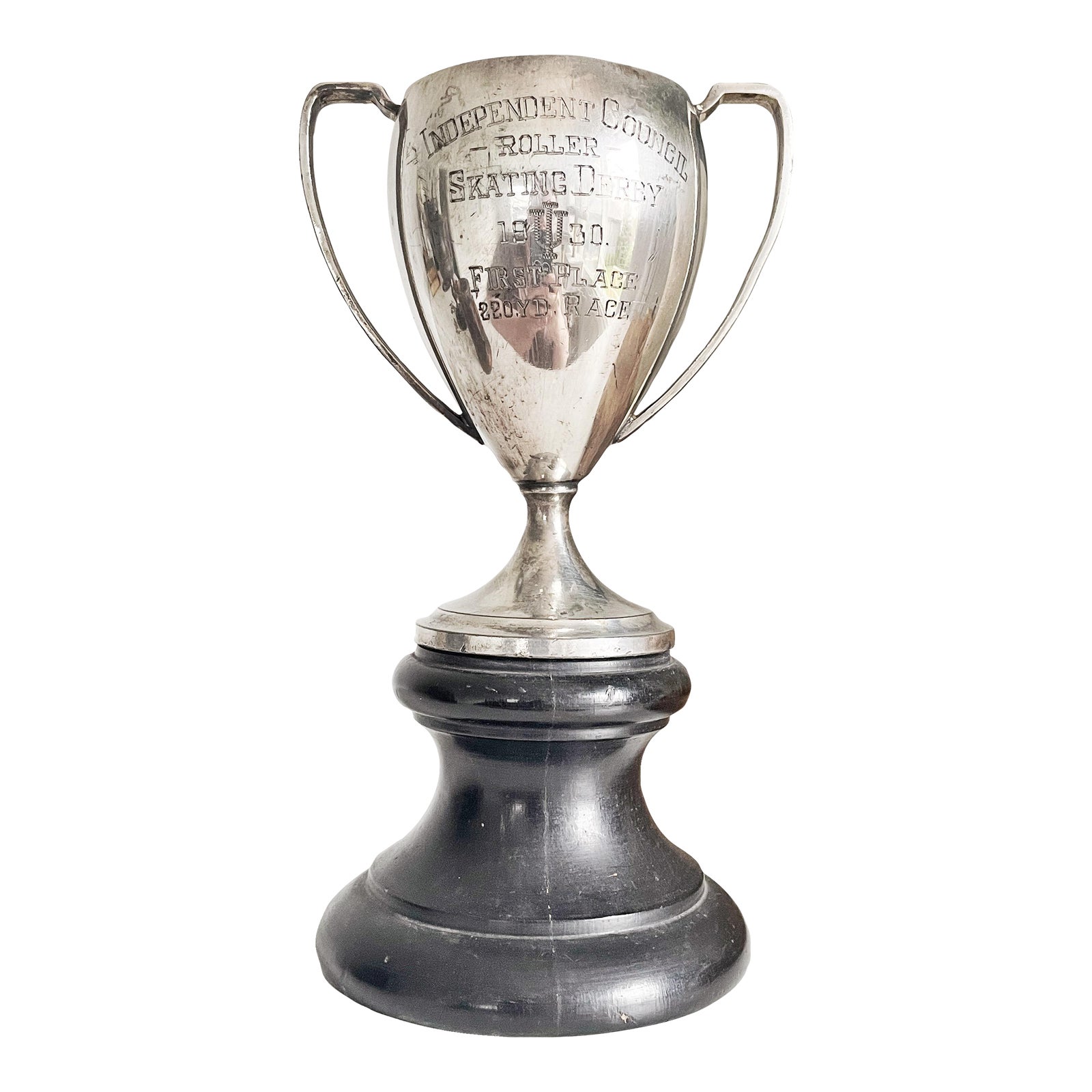 1930 Silver Plated Roller Skating Derby Trophy | Chairish