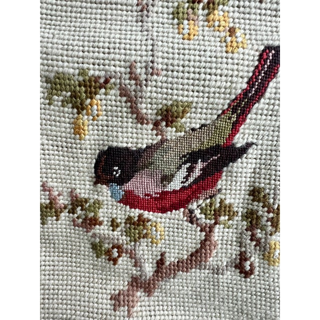 Vintage Bird Needlepoint Wall Hanging | Chairish