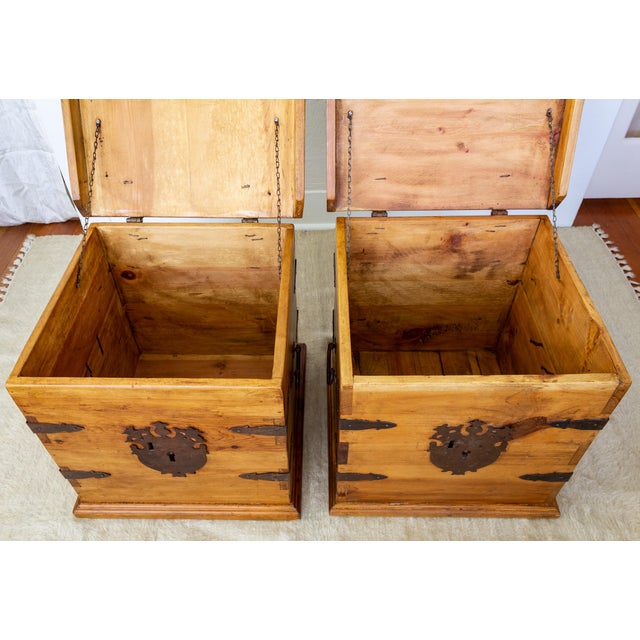 Rustic Spanish Colonial Style Wooden Trunk Tables | Set of Two | Chairish