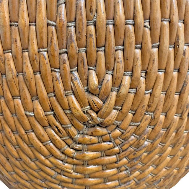 Mid-20th Century Chinese Woven Reed Basket | Chairish