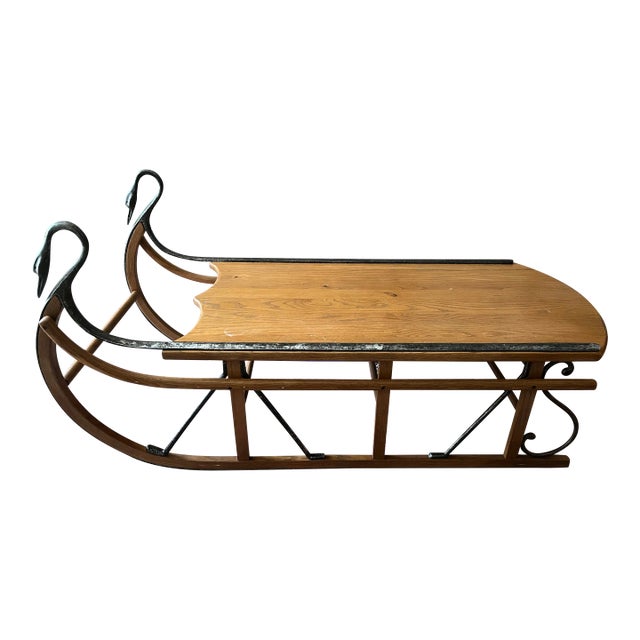 1990s Tell City Trails Collection Wooden Sleigh Coffee Table | Chairish