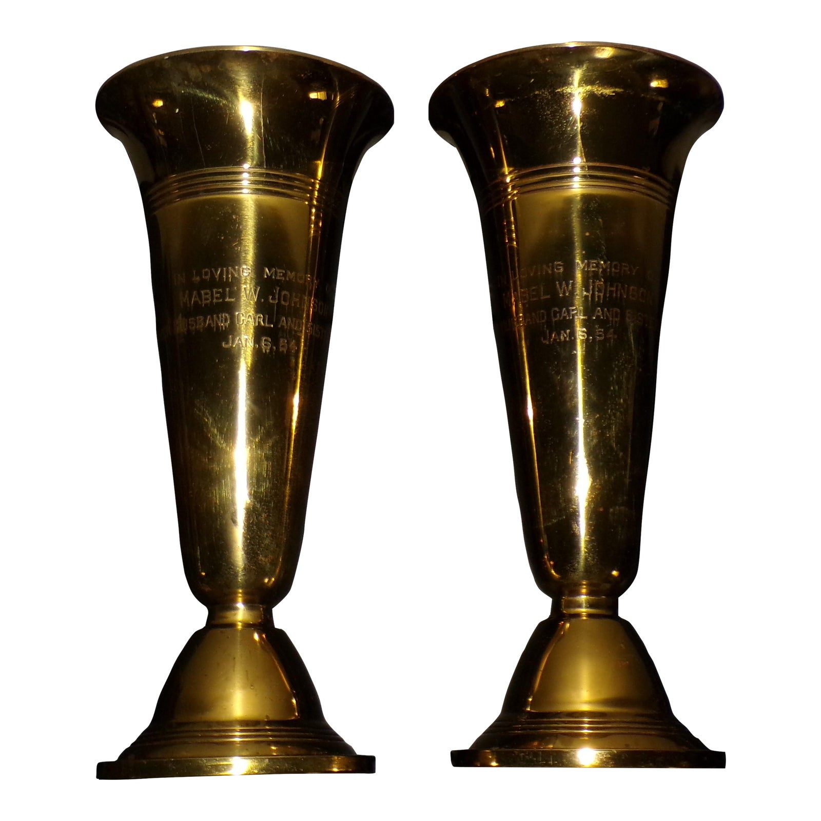 Vintage Pair Gorham Brass Church Altar Flower Vases Memorial Vases Urns ...