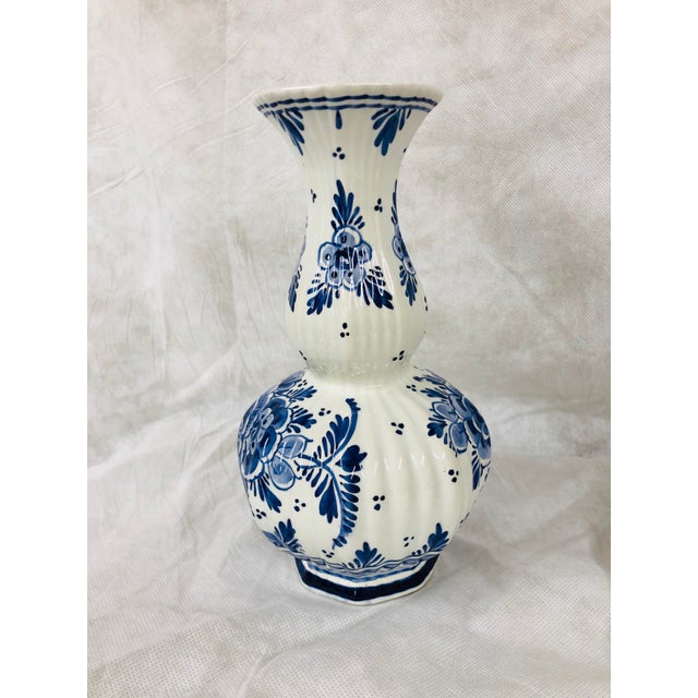 Vintage Delft Floral Pattern Vase | Chairish