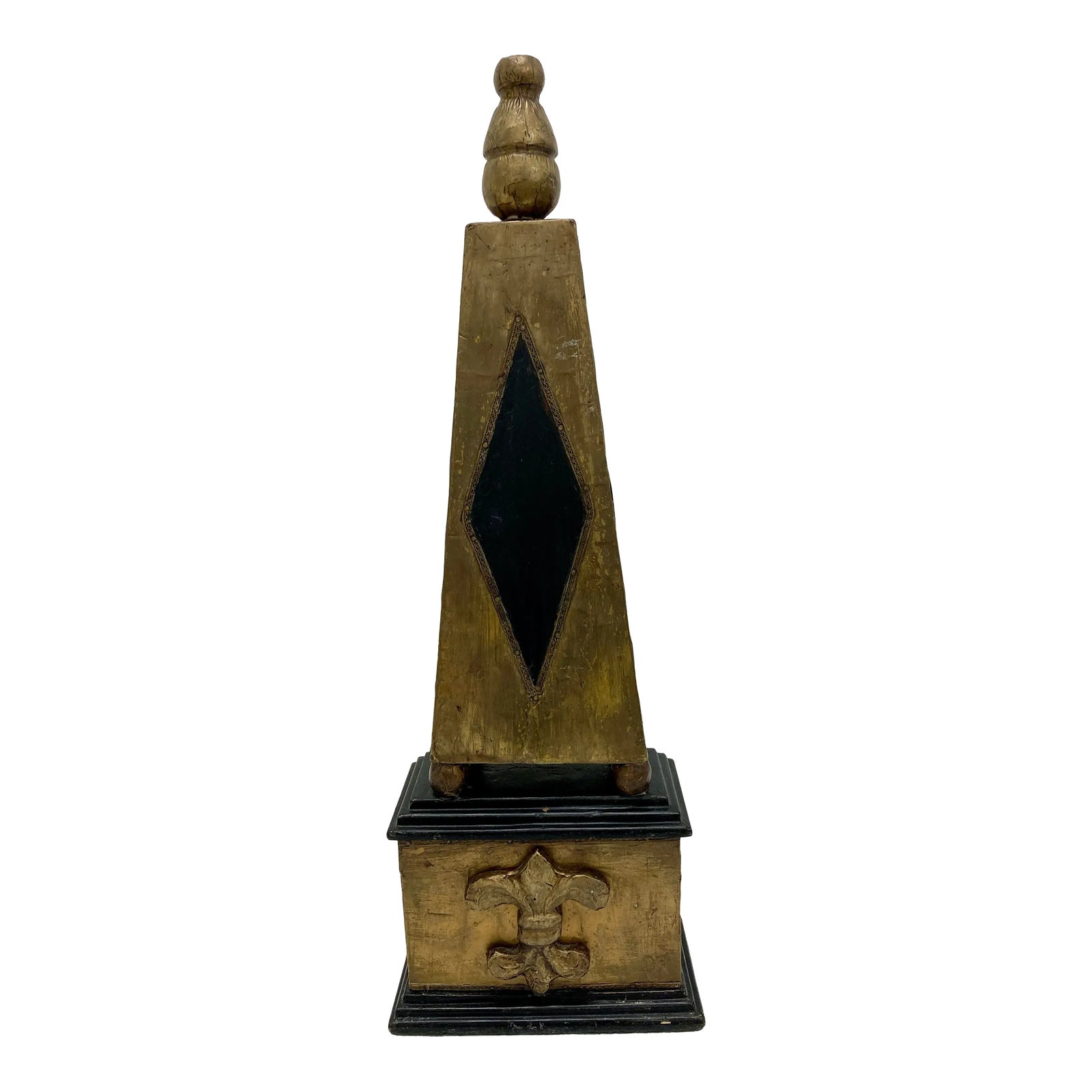 Vintage Wood and Metal Decorative Obelisk | Chairish