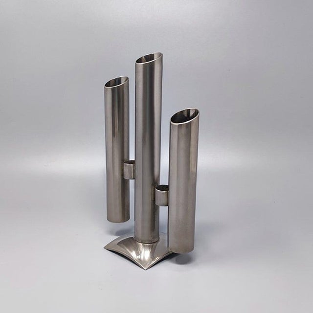 1970s Space Age Metal Vase, Made in Italy | Chairish