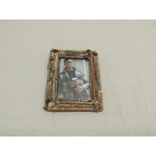 Vintage Bark and Dry Flowers Rustic Picture Frame | Chairish