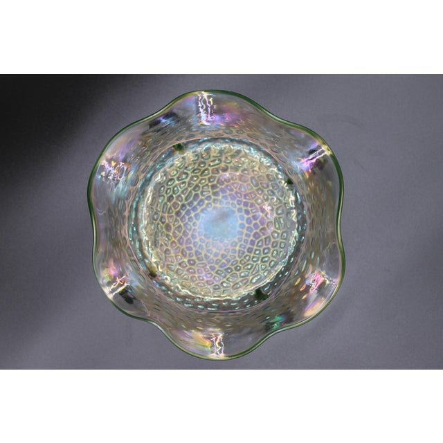 1930s 1880 Art Nouveau Iridescent Glass Bowl in the Manner of Loetz ...