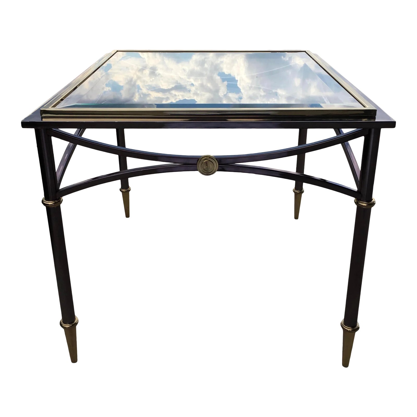 Jansen Style Gun Metal End Table With Brass Mounts From Design ...