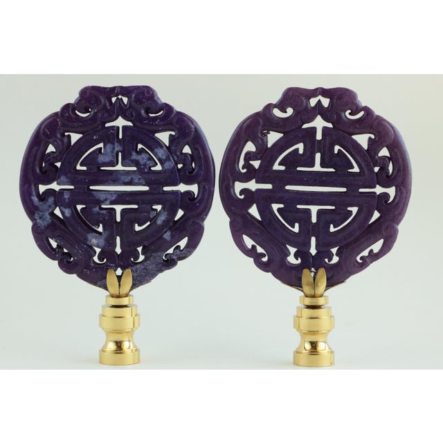 Chinese Calligraphy Symbol Lamp Finials - a Pair | Chairish