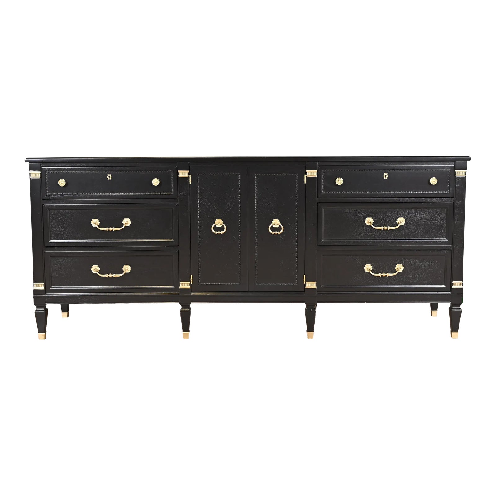 Heritage French Regency Louis XVI Black Lacquered Triple Dresser or ...