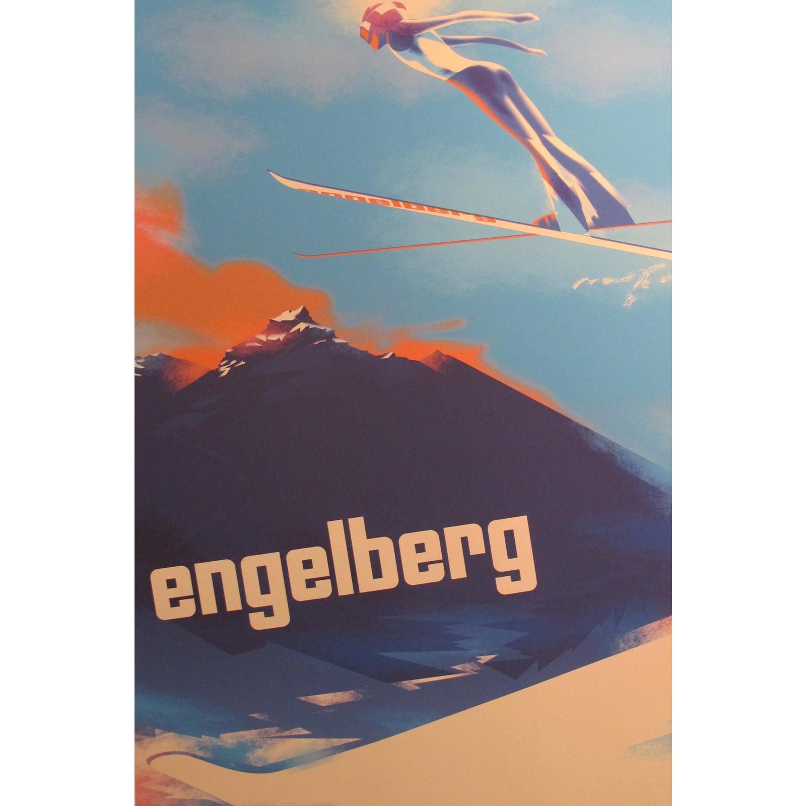 2016 Danish Modern Poster, Engelberg Ski Jumping | Chairish