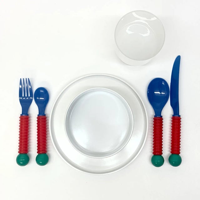 1980s Colorful Memphis Style Acrylic Flatware - Place Settings for 8 / ...