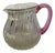Vintage Ribbed Blown Glass Round Pitcher With Pink Glass Handle | Chairish