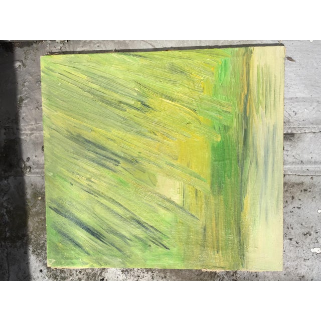 Vintage Green and Chartreuse Oil Painting on Canvas | Chairish
