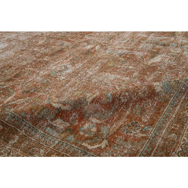 Rust Handmade Persian Mahal Wool Rug Featuring an Allover Motif From ...