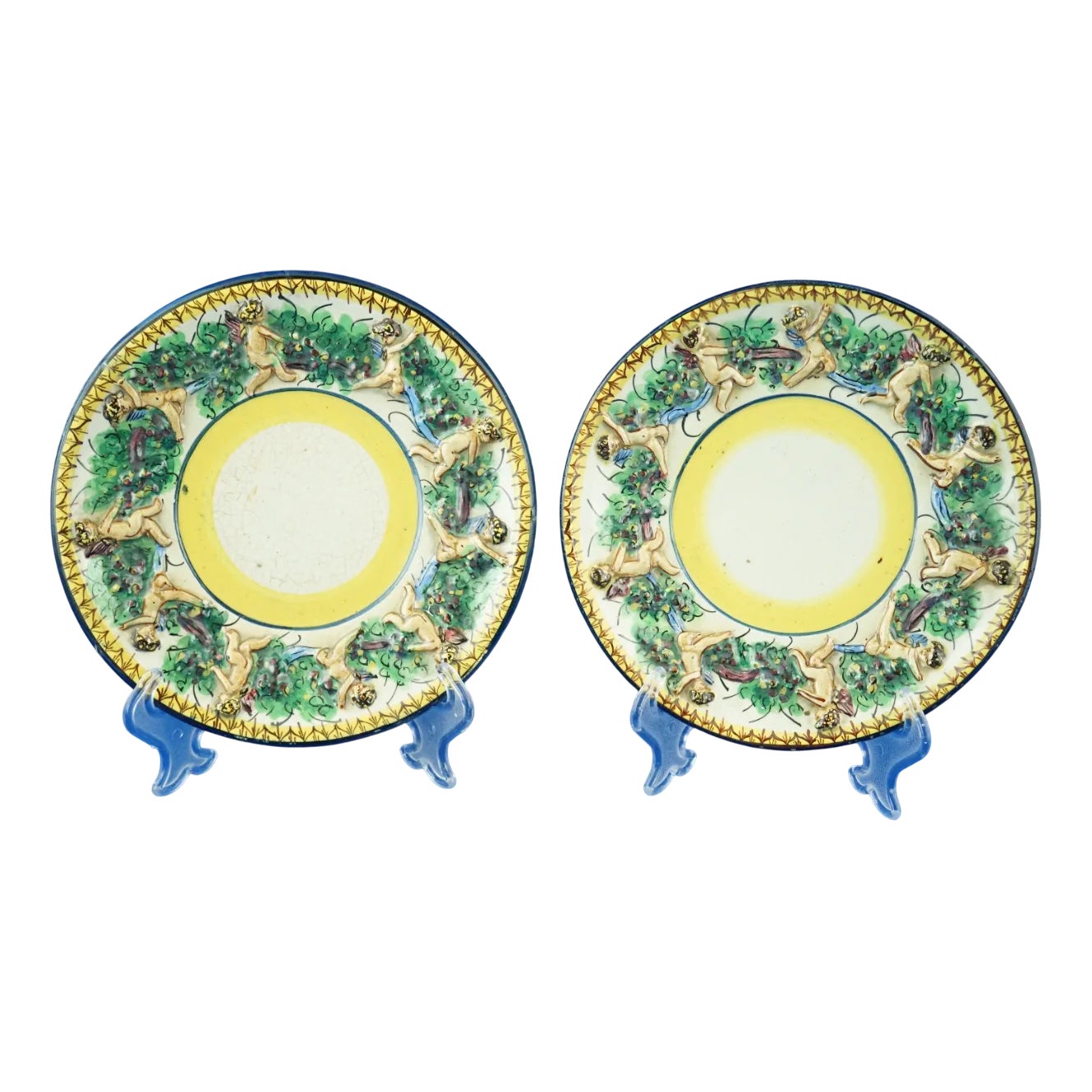 Ceramic Plates from F.A.C.I, Italy, 1930s, Set of 2 | Chairish