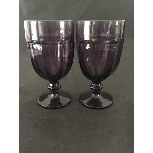 1970s Mid Century Modern Libbey Glassware Amethyst Water Goblets A Pair Chairish