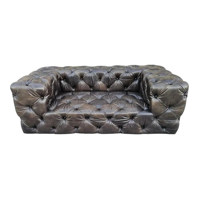 Restoration Hardware Soho Tufted Leather Sofa Chairish