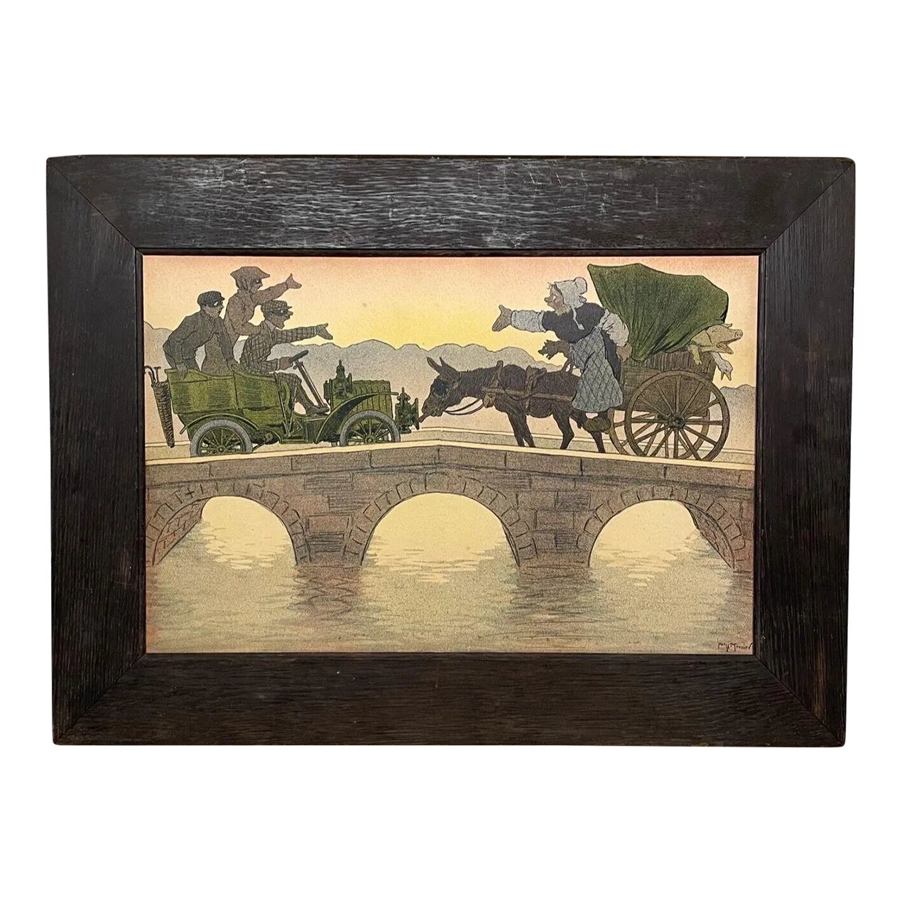 Antique Georges Meunier 'automobile V Horse Cart' Old V New Poster ...