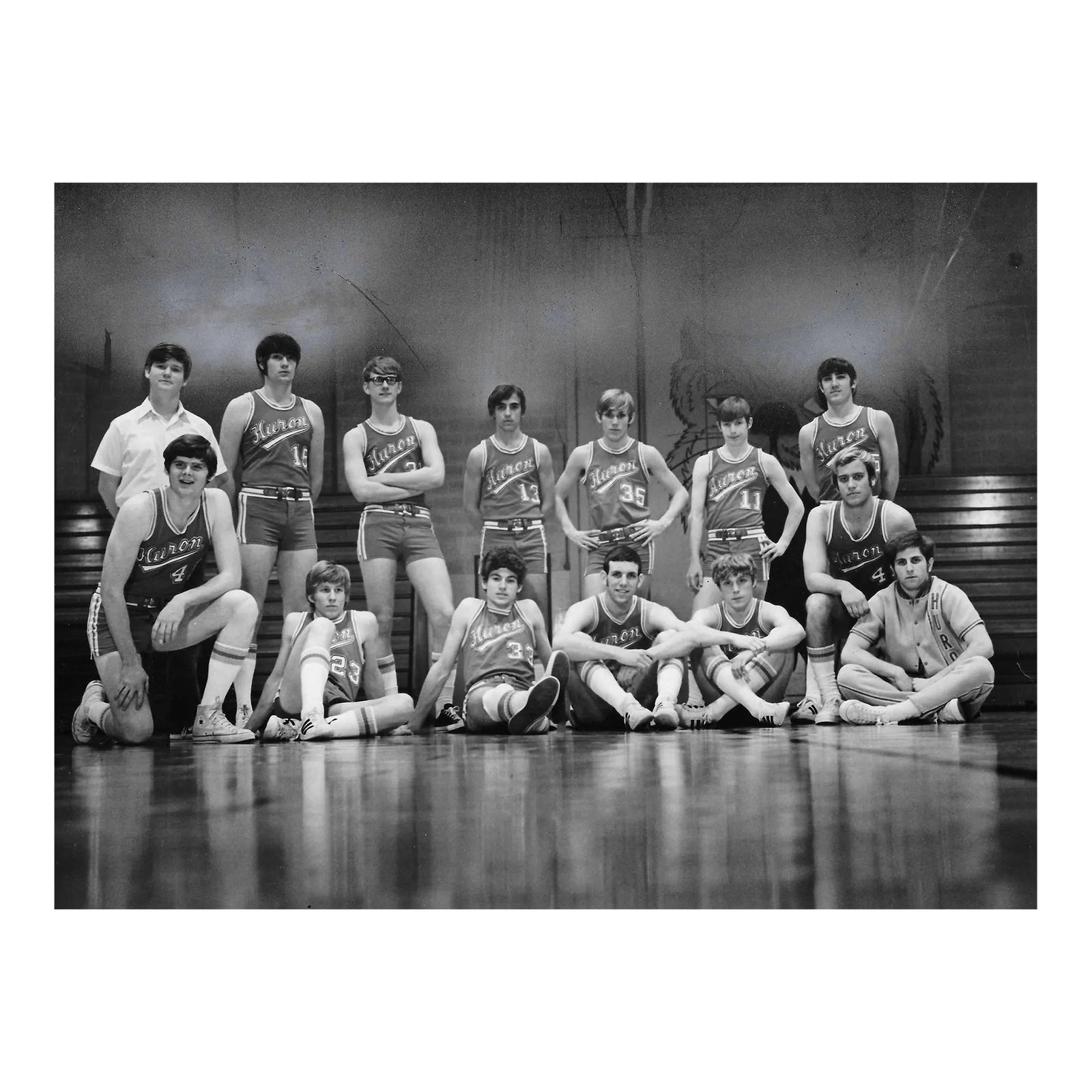 1973 Basketball Photograph of the Huron High Tigers | Chairish