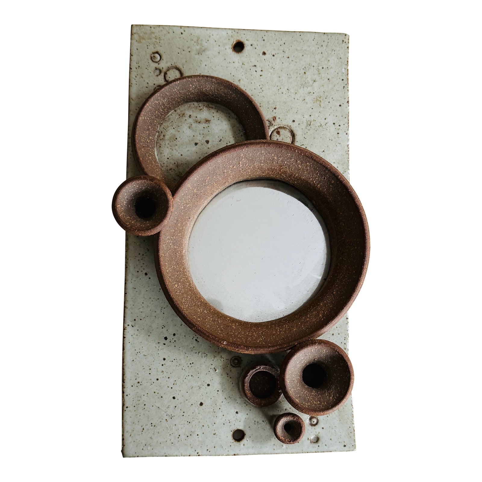Signed Studio Pottery Wall Mirror Hand Built Ceramic 10 Inch Vertical ...