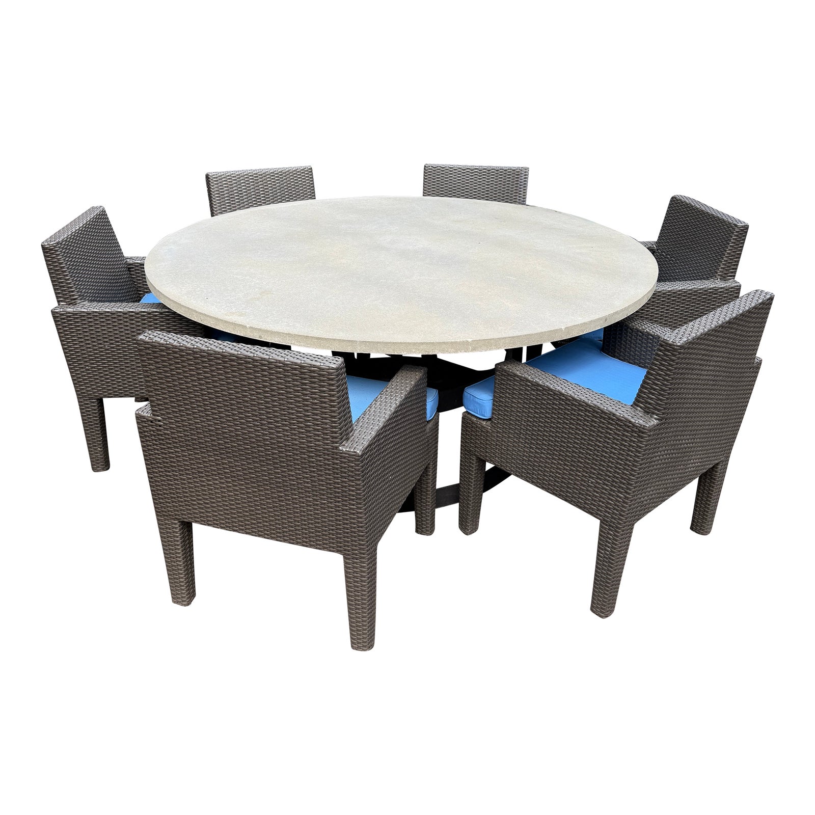 RH Round Outdoor Dining Table & 6 Chairs | Chairish
