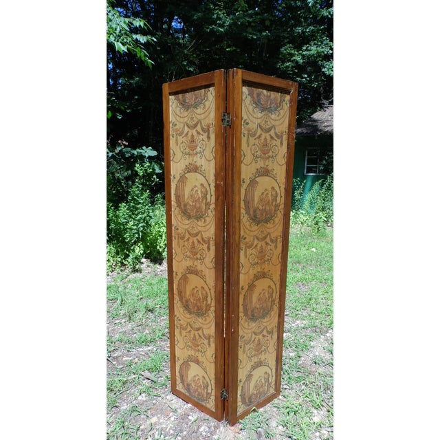 Vintage 3 Panel Folding Room Divider Double Sided Privacy Dressing ...