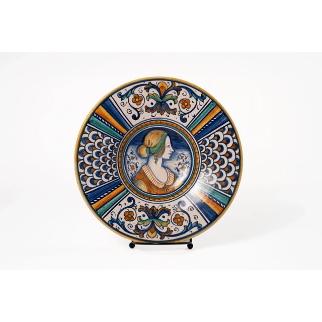Pair of Mid 20th Century Deruta Majolica Portrait Plates | Chairish