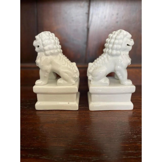 Modern Chinoiserie Mini White Foo Dogs- a Pair | Chairish