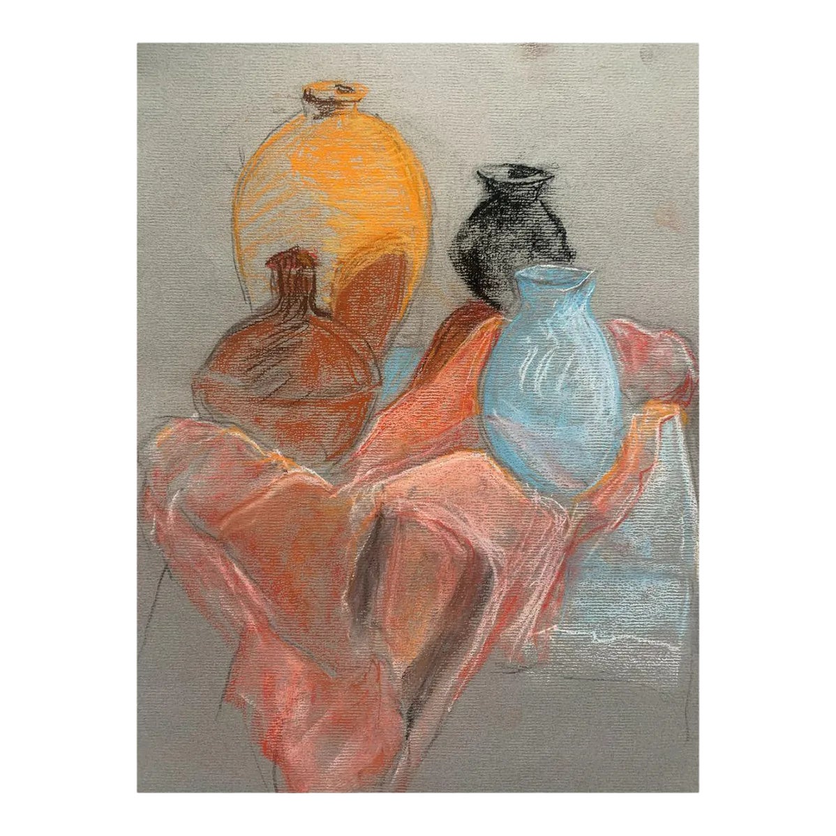 Still Life Pottery Abstract Painting | Chairish