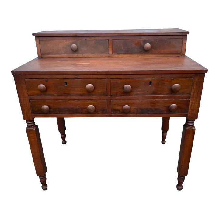 Antique 19th Century Federal Style Walnut Small Secretary Writing Desk ...