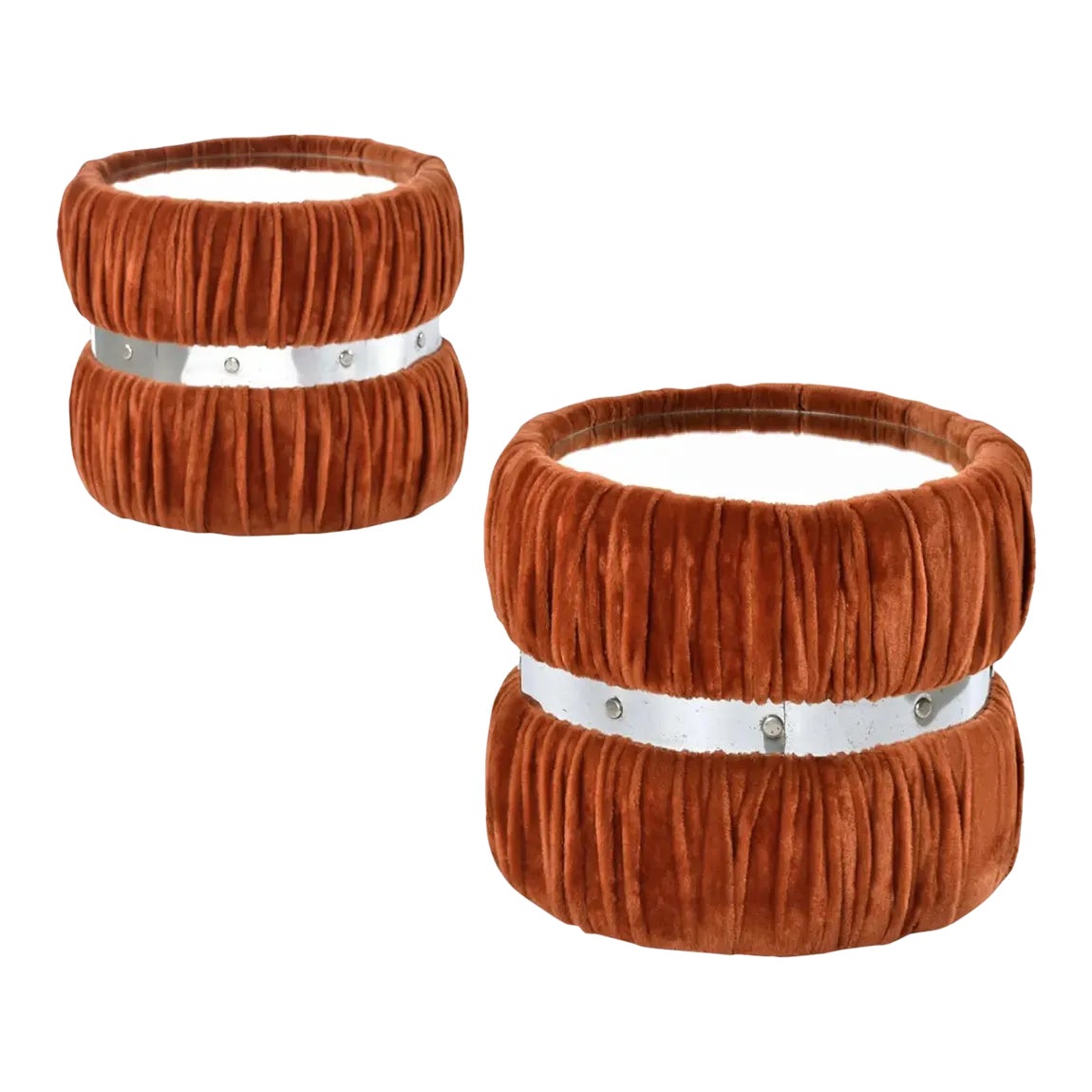 Pair of 1970s Mirror Top Burnt Orange Draped Fabric End Tables With ...
