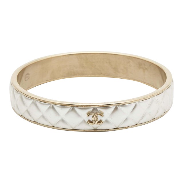 Chanel Cc Composite Gold Tone Bangle Bracelet | Chairish
