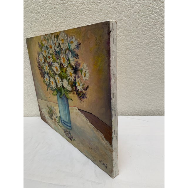 Vintage Daisy Bouquet Oil Painting on Canvas | Chairish
