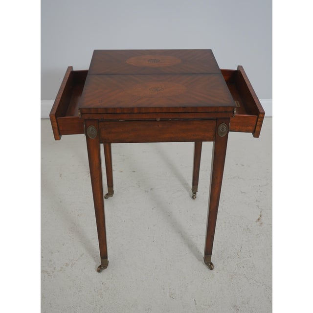 Maitland-Smith Two-Drawer Mahogany and Leather Flip-Top Game Table ...