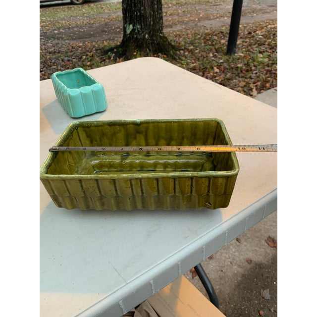 Mid-Century Cookson Pottery Green Ceramic Planter | Chairish