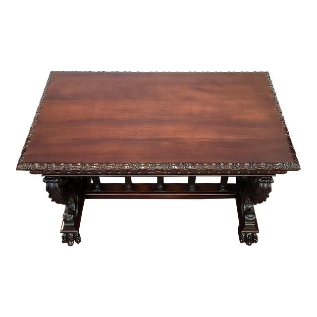 Late-1800s Library Table R. J. Horner Italian Renaissance Style | Chairish