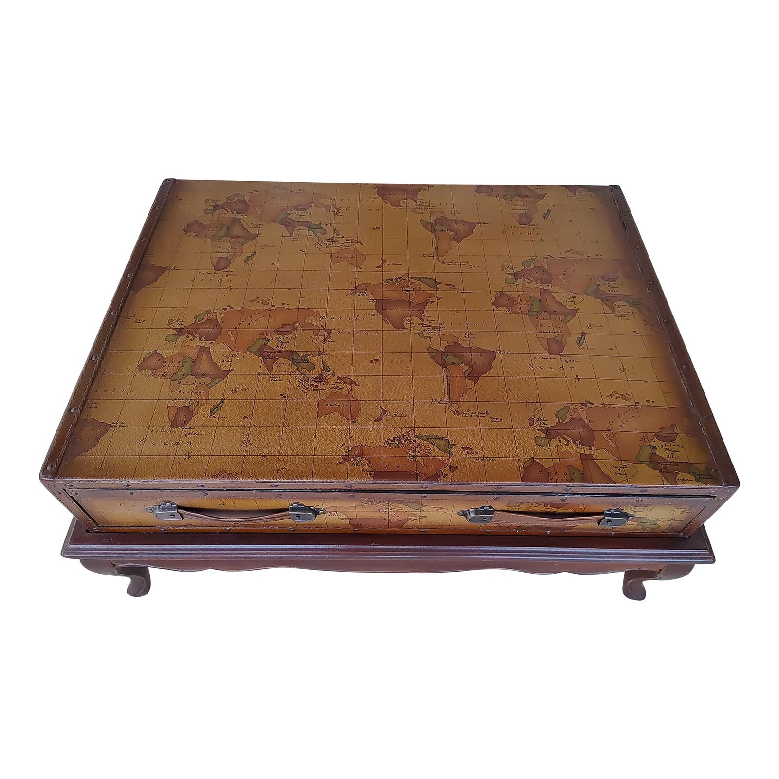 Luggage Style World Map Coffee Table | Chairish