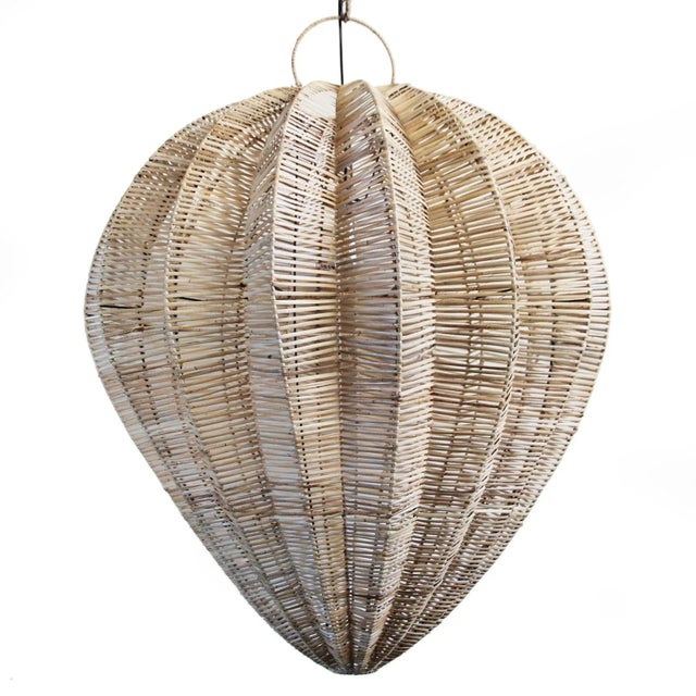 Contemporary Raw Rattan Starfruit Lantern Large | Chairish
