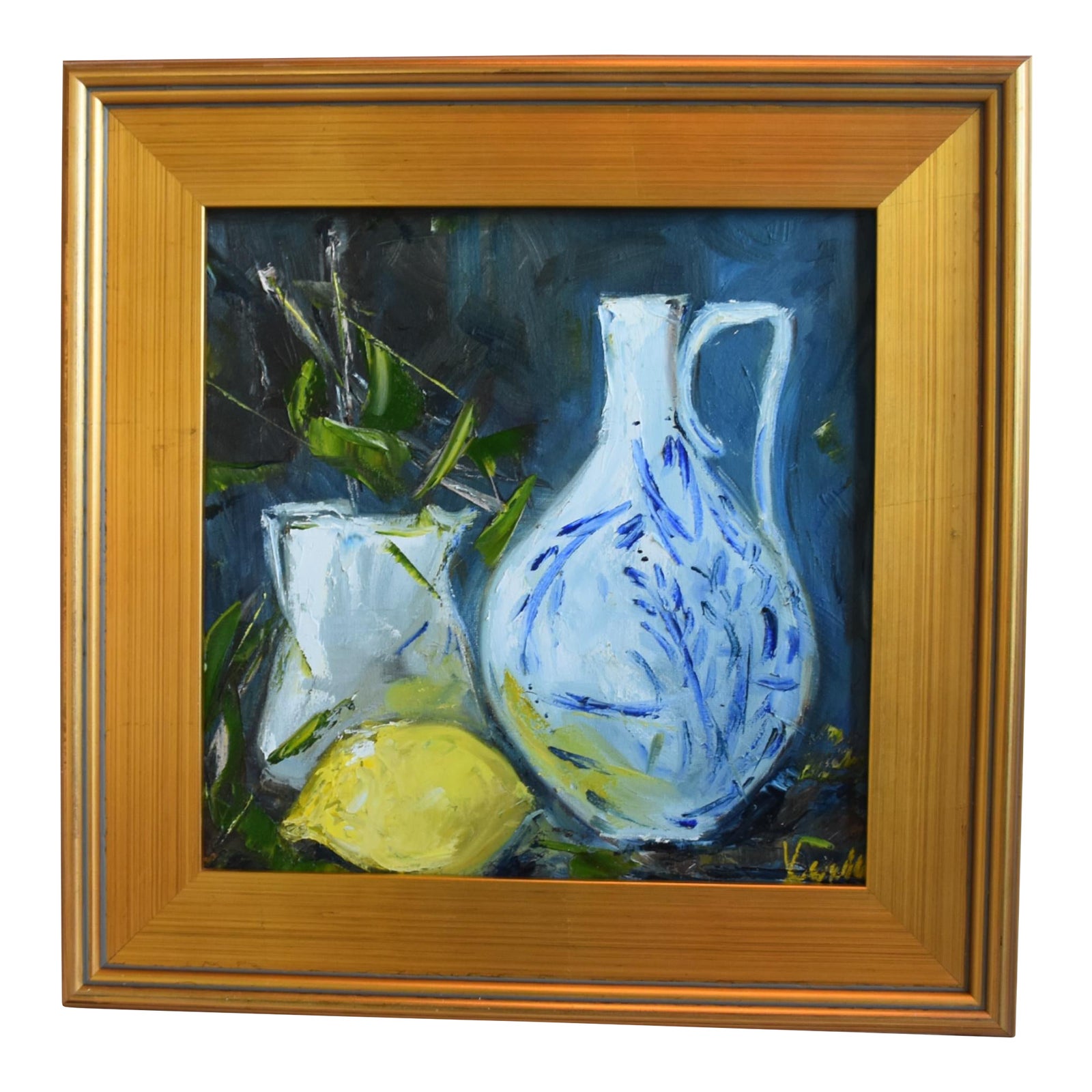 Impressionist Contemporary Artist Signed Tablescape Still Life Oil ...