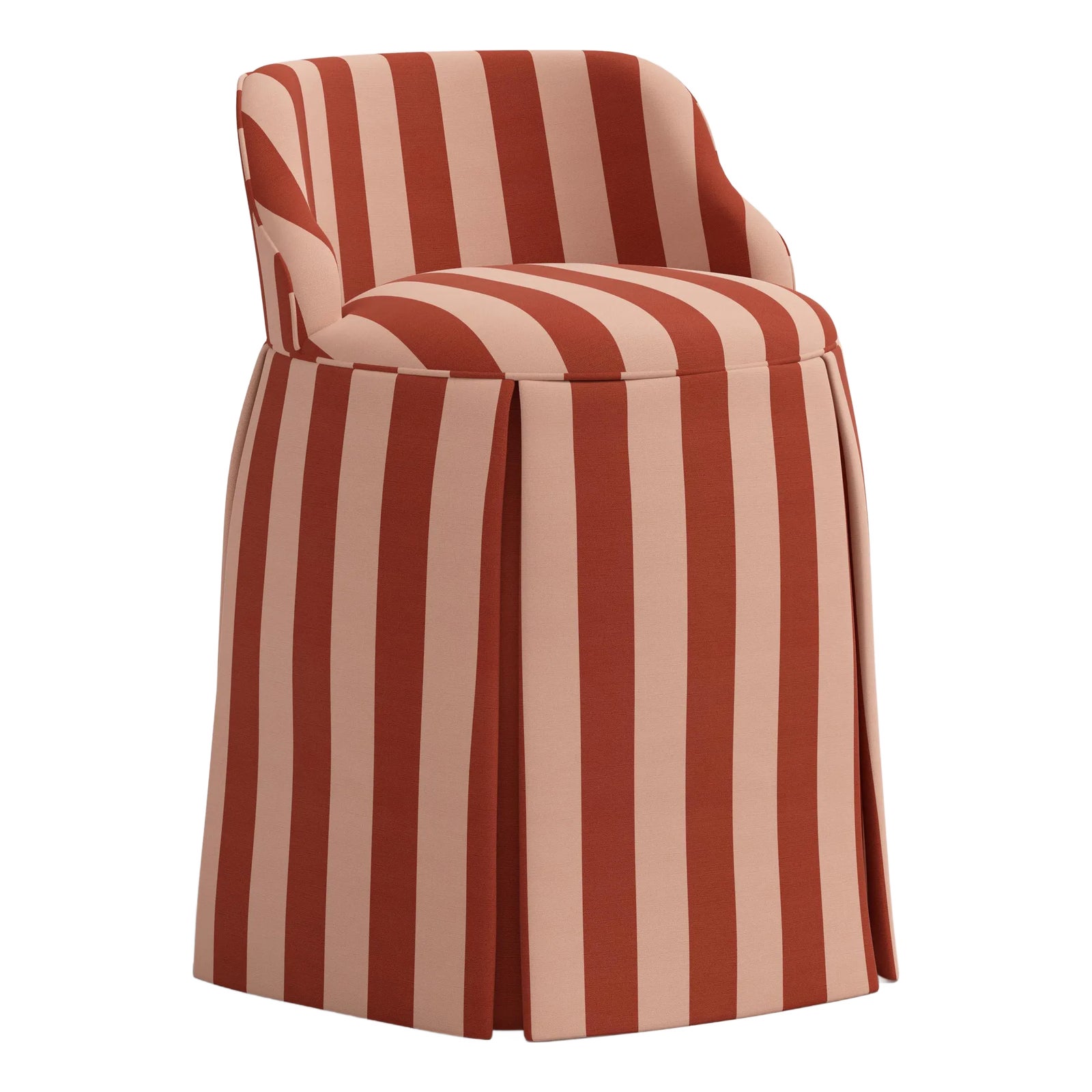 Spritely Home Uptown Skirted Vanity Chair in Canopy Stripe Tonal Blush ...