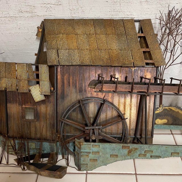 1970s C. Jere Water Mill House Wall Sculpture | Chairish