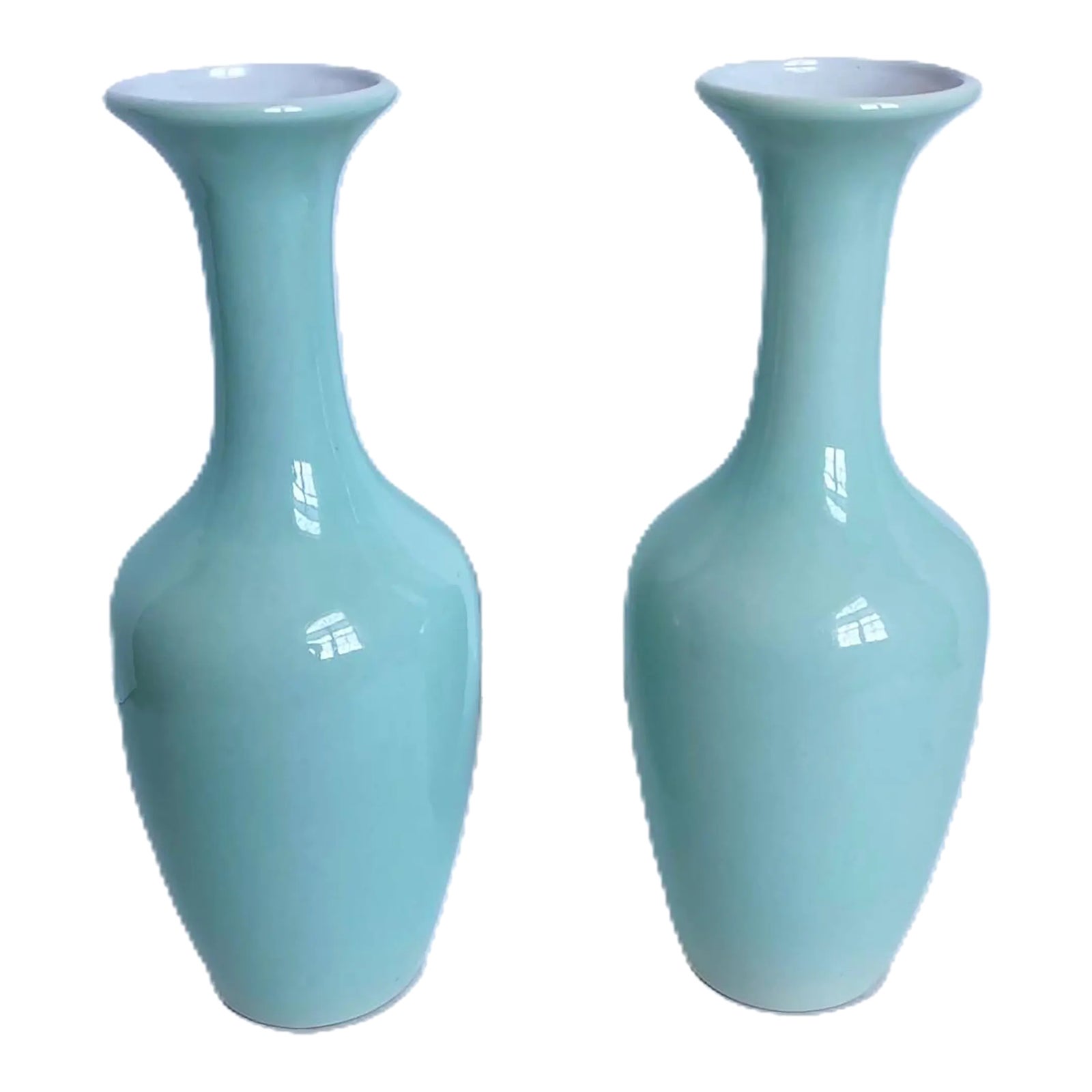 Vintage Celadon Chinese Longquan Vase - a Pair | Chairish