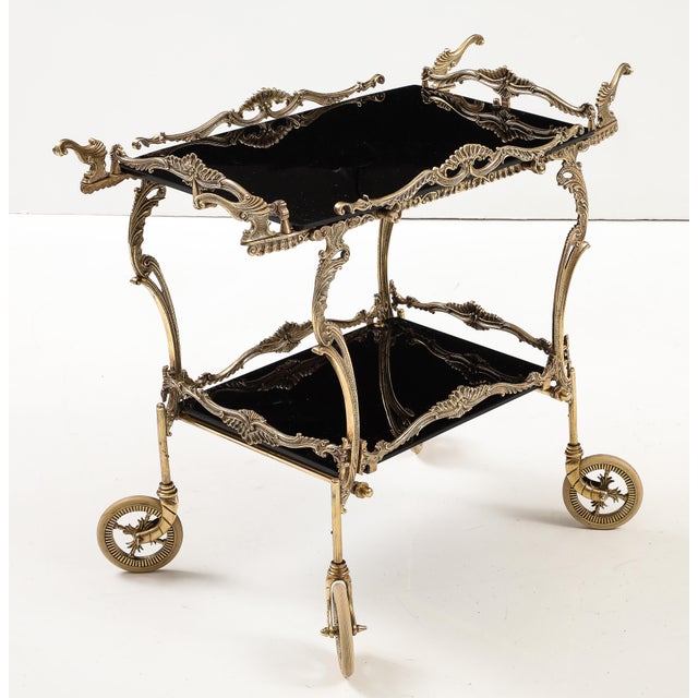 1940's French Baroque Two Tier Bar Cart | Chairish