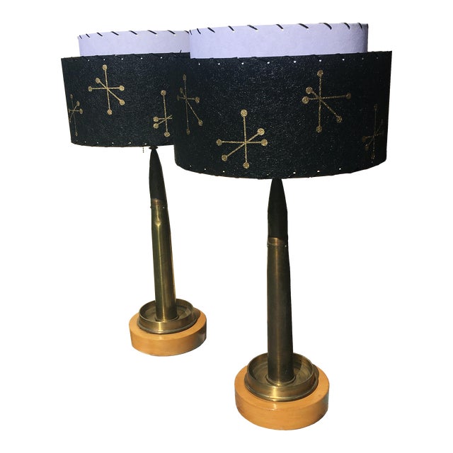 1950's Bullet Shell Lamps - Large Caliber - Trench Art | Chairish