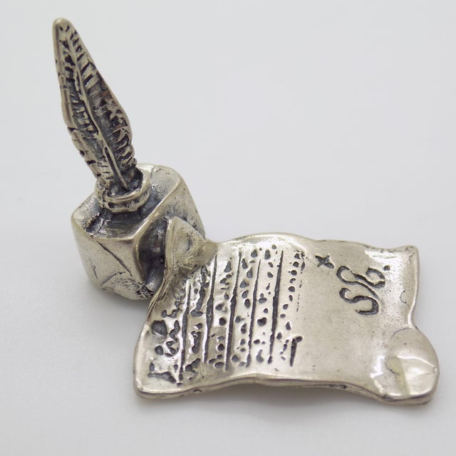 Vintage Italian Handmade Genuine Silver Pen, Paper and Ink Dollhouse ...