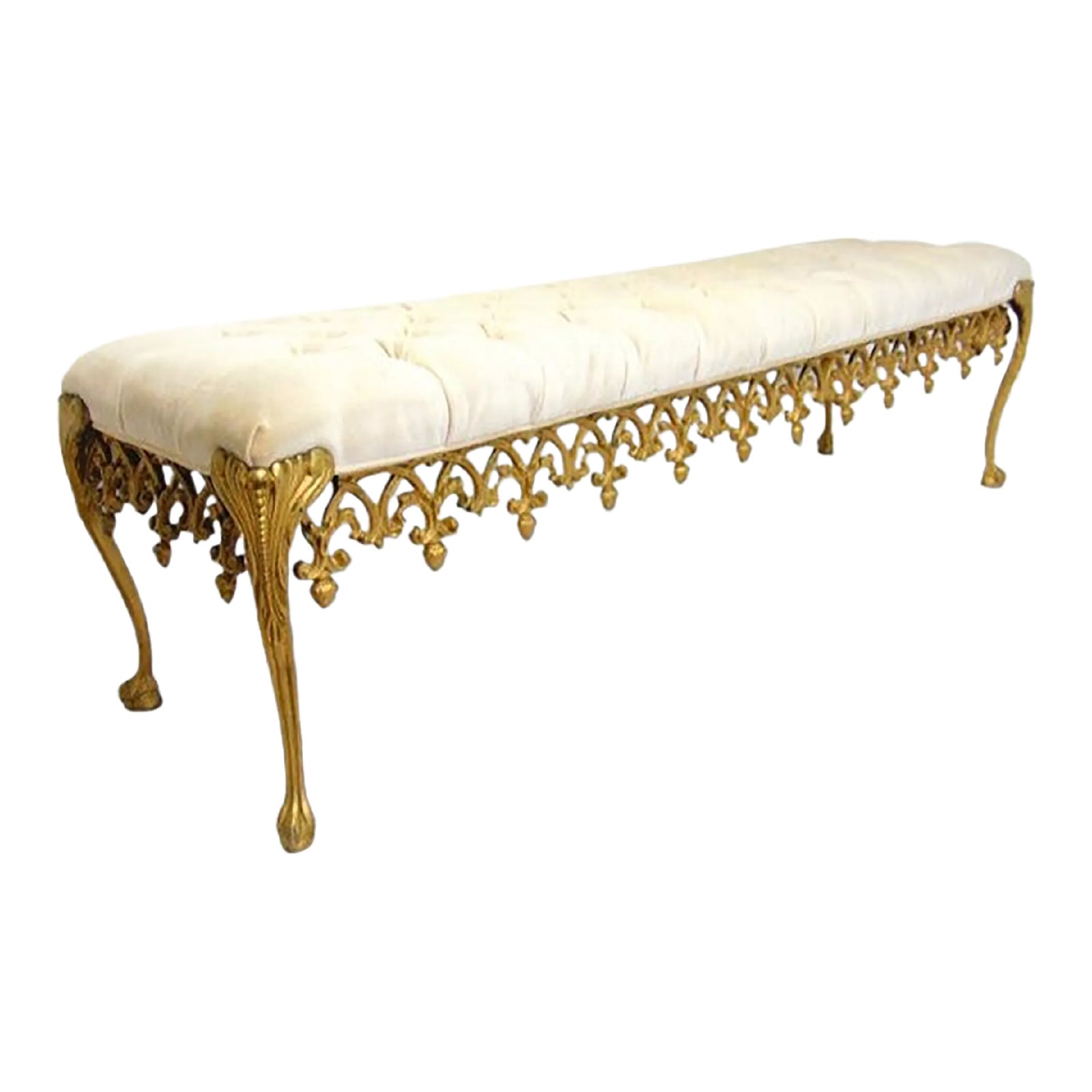 1960s Dorothy Draper Attributed Gilt Bench Design Style of Coco Chanel ...