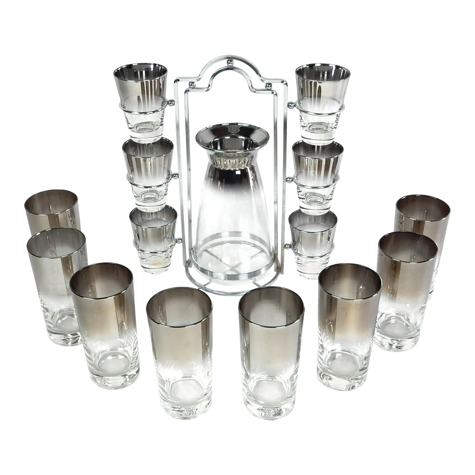 Vintage Vitreon Queen's Luster Lusterware Barware Glass Set Mid Century ...