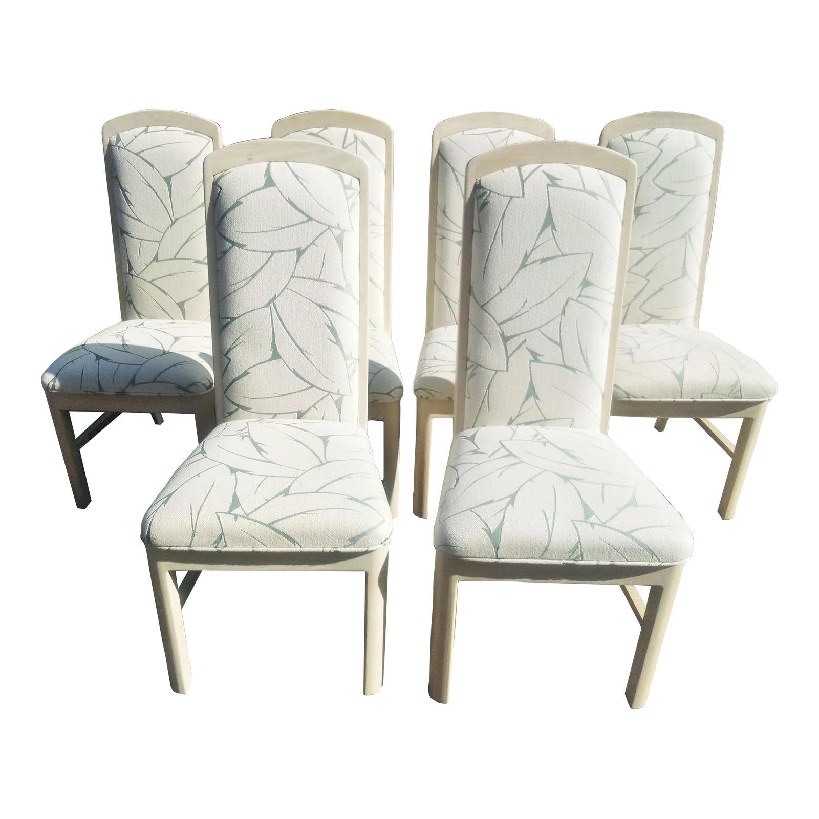 Vintage Parsons Dining Chairs Set of 6 White & Ivory Thick Luxurious ...