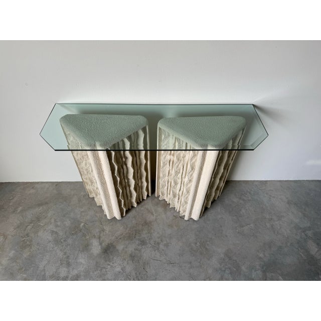 1980's Postmodern Sculptural Cast Plaster Console Table W/ Glass Top ...
